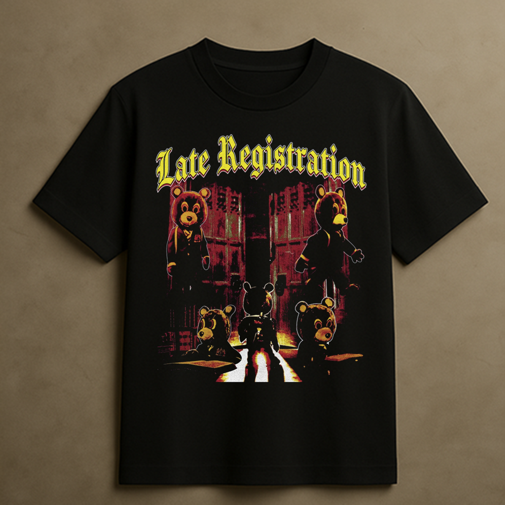 LATE REGISTRATION BEAR T-SHIRT (BLACK) – All Star Elite